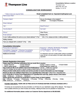 Fillable Online CONSOLIDATION WORKSHEET - Tropical Fax Email Print ...