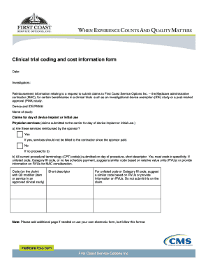 Fillable Online Investigational Device Exemption coding and cost ...