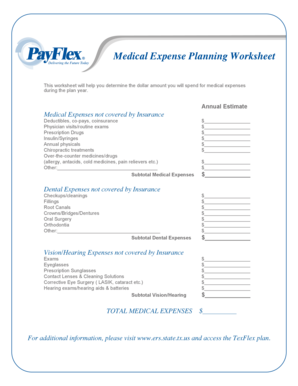Fillable Online Medical Expense Planning Worksheet Fax Email Print ...