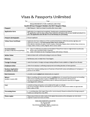 Fillable Online visasunlimited co REQUIREMENTS FOR A BRAZIL VISA ...