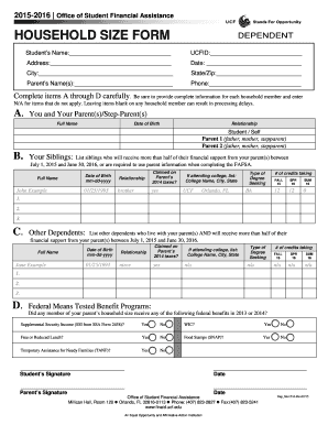 Fillable Online finaid ucf 20152016 Office of Student Financial ...