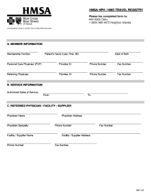 Hmsa Hmo Travel Registry Form - Fill Online, Printable, Fillable, Blank ...