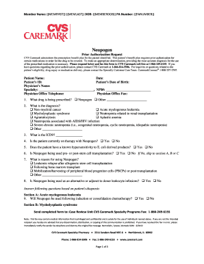 Fillable Online Neupogen - Prior Auth - HMSA Fax Email Print - pdfFiller