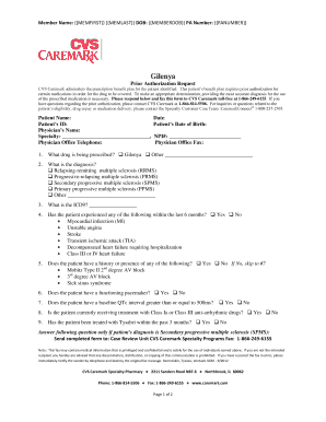 Fillable Online Gilenya - Prior Auth - HMSA Fax Email Print - pdfFiller