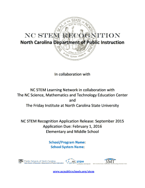Fillable Online ncpublicschools NC STEM Recognition Fax Email Print ...