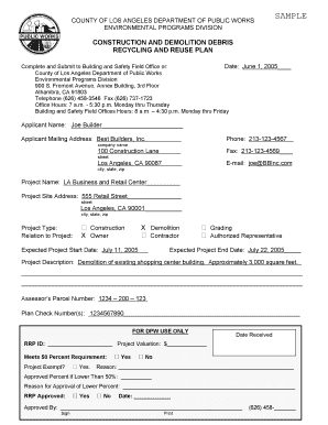 Fillable Online ladpw SAMPLE COUNTY OF LOS ANGELES DEPARTMENT OF PUBLIC ...