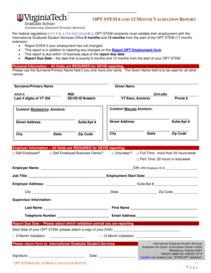 Fillable Online graduateschool vt STEM Validation Reportdocx ...