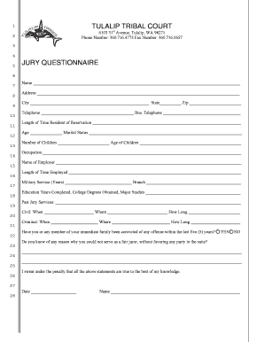Fillable Online tulaliptribes-nsn Jury Questionnaire7-23-12doc Fax ...