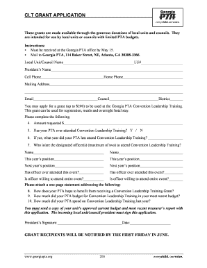 Fillable Online CLT GRANT APPLICATION - Georgia PTA Fax Email Print ...