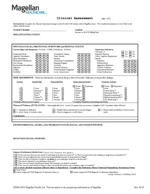 Fillable Online Clinical Assessment - Magellan Provider Fax Email Print ...