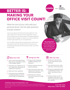 Fillable Online Office Visit Checklist Preparing for a visit to the ...