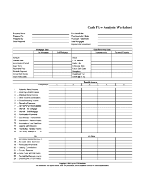 Fillable Online Cash Flow Analysis Worksheet Fax Email Print - pdfFiller