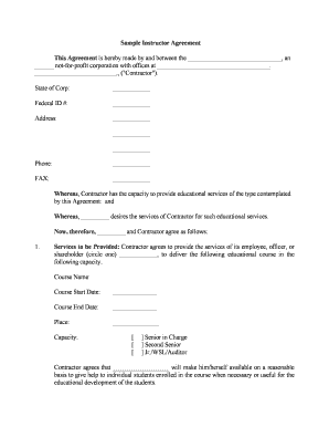 Fillable Online Instructor Sample AgreementDOC Fax Email Print - pdfFiller