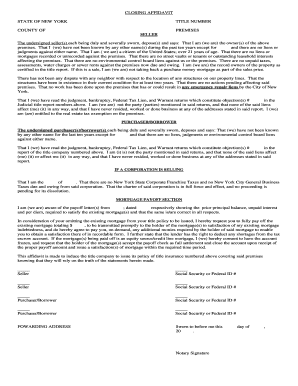 Fillable Online CLOSING AFFIDAVIT Fax Email Print - pdfFiller