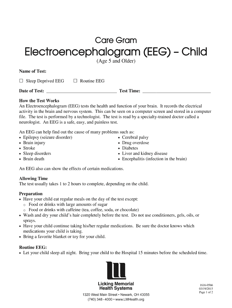 Fillable Online lmhealth Electroencephalogram (EEG) Child - lmhealth ...