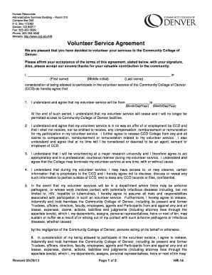 Fillable Online ccd Volunteer Service Agreement - ccdedu Fax Email ...