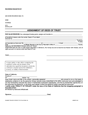 Fillable Online ASSIGNMENT OF DEED OF TRUST - Stewart Fax Email Print ...