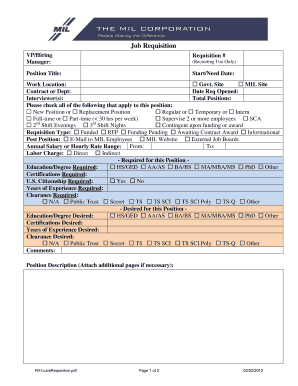 Fillable Online Job Requisition - The MIL Corporation Fax Email Print - pdfFiller