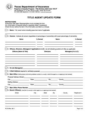 Fillable Online Title Agent Update Form - Stewart Fax Email Print ...