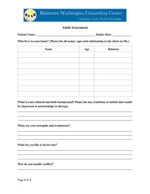 Fillable Online Assessment - Adult Fax Email Print - pdfFiller