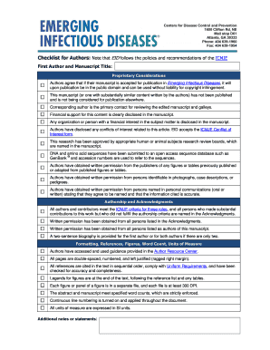 Fillable Online wwwnc cdc Checklist for Authors Note that EID follows ...