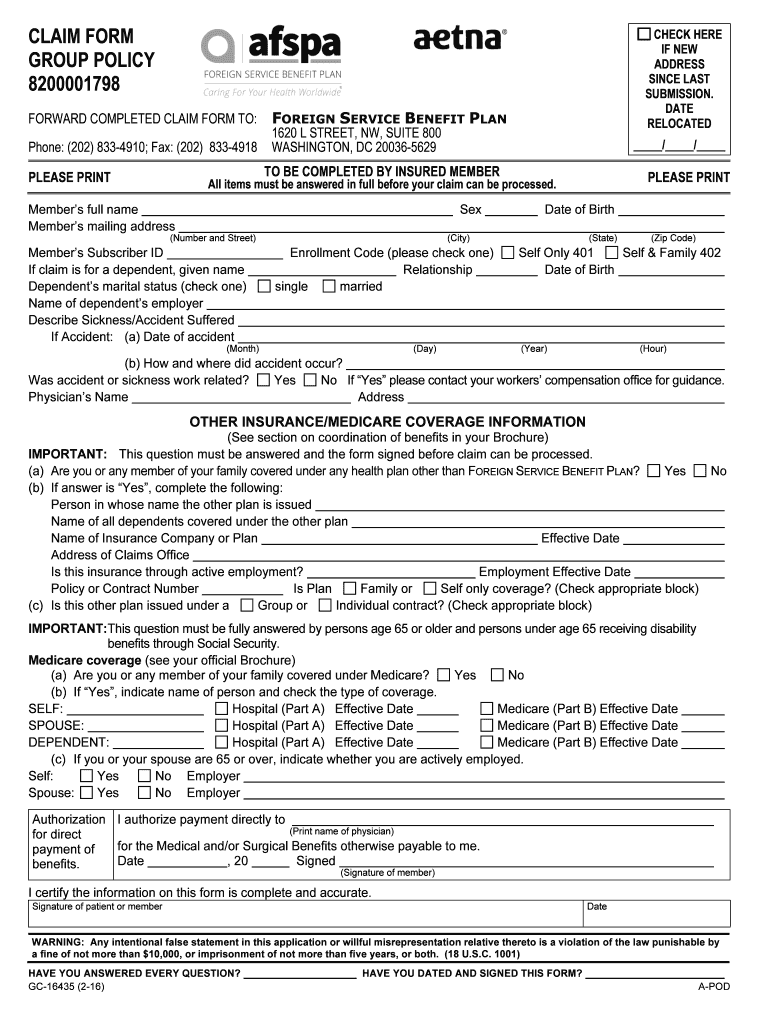 Aetna afspa: Fill out & sign online | DocHub