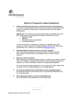 Fillable Online Referral Frequently Asked Questions Fax Email Print ...