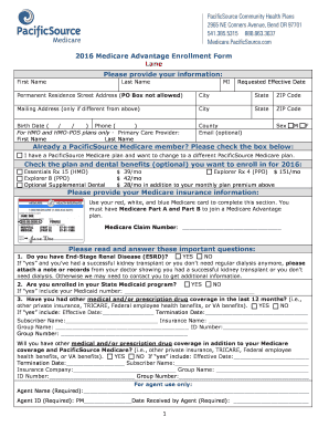 Fillable Online 2016 Medicare Enrollment Form LN Fax Email Print ...