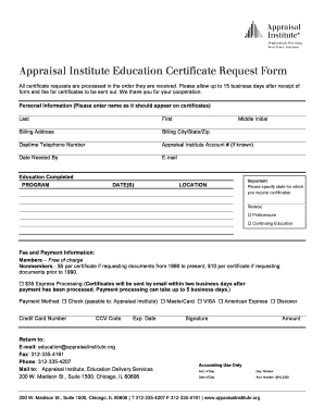 Fillable Online appraisalinstitute Appraisal Institute Education ...