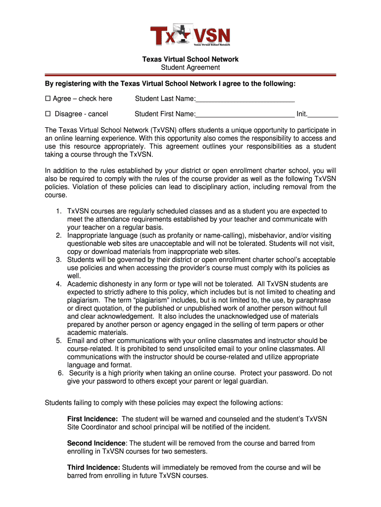 Fillable Online Texas Virtual School Network By registering with the ...