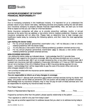 Fillable Online uclahealth ACKNOWLEDGEMENT OF PATIENT FINANCIAL ...