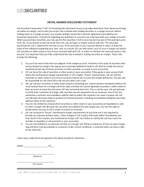 Fillable Online INITIAL MARGIN DISCLOSURE STATEMENT Fax Email Print - pdfFiller