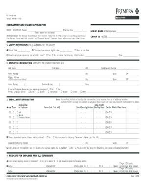 Fillable Online ENROLLMENT AND CHANGE APPLICATION - Instant Benefits ...