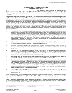 Fillable Online MyResourceCard MasterCard Card PROGRAM AGREEMENT Fax ...