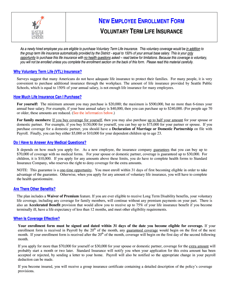 Fillable Online NEW EMPLOYEE ENROLLMENT FORM - Instant Benefits Fax ...