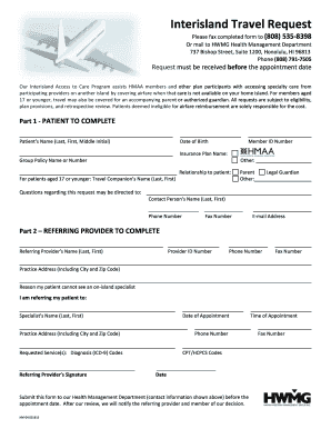 Fillable Online Interisland Access to Care Program - hmaacom Fax Email ...