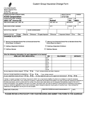 Fillable Online Custom Group Insurance Change Form - Instant Benefits ...