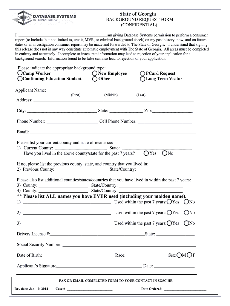 Fillable Online sgc State of Georgia - South Georgia College Fax Email ...