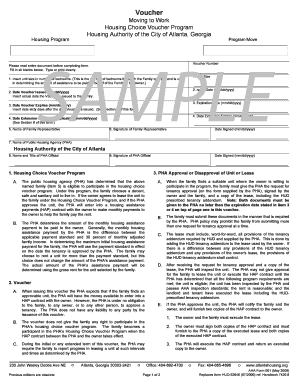 Fillable Online atlantahousing Moving to Work Housing Choice Voucher ...
