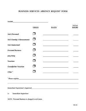 Fillable Online BUSINESS SERVICES ABSENCE REQUEST FORM Fax Email Print ...