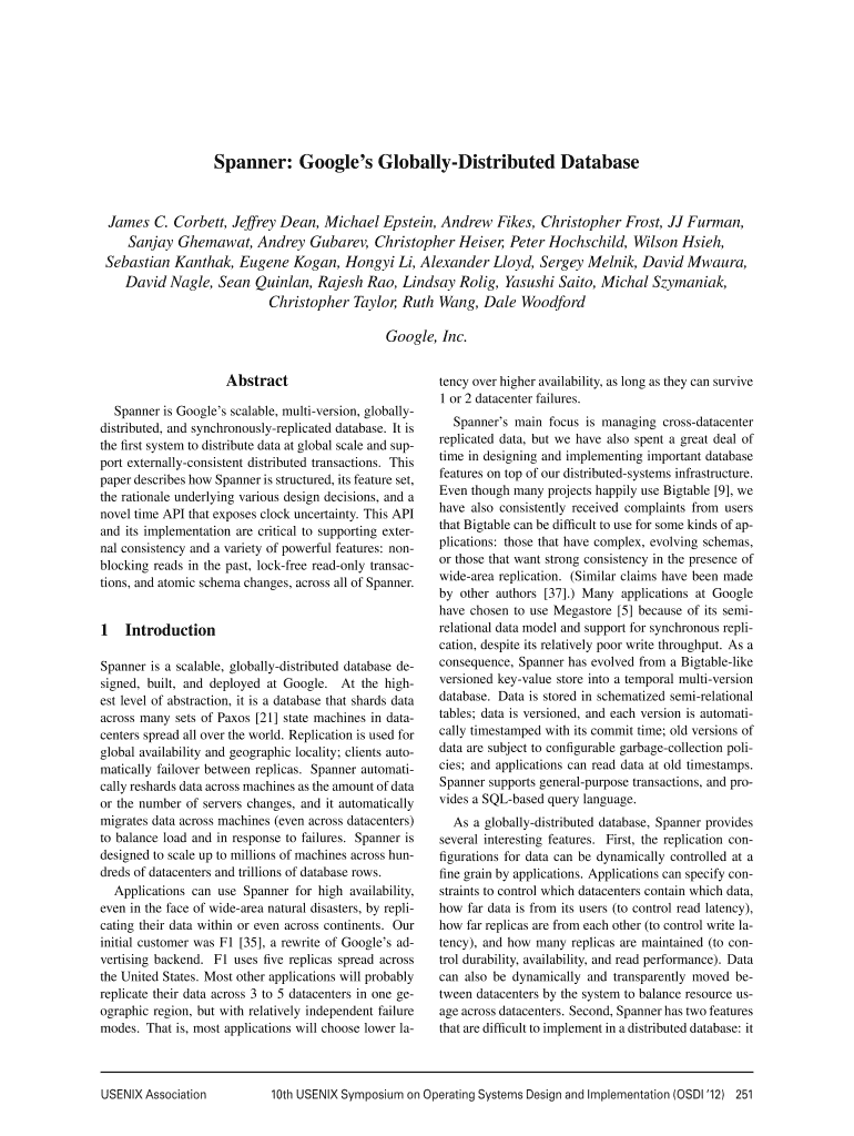 Fillable Online Corbett, Jeffrey Dean, Michael Epstein, Andrew Fikes ...