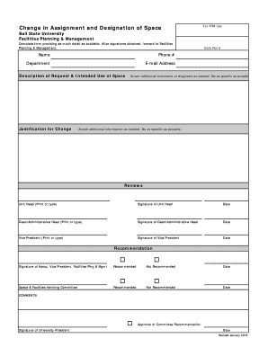 Fillable Online Change in Assignment Designation of Space Revised ...
