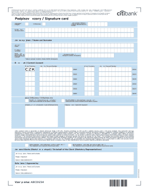 Fillable Online Podpisov vzory Signature card - Citibank Fax Email ...