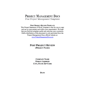 Fillable Online Post Project Review Template - projectmanagementdocscom ...