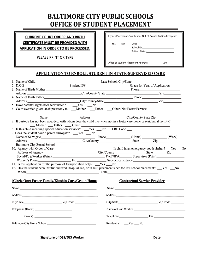 Fillable Online baltimorecityschools BALTIMORE CITY PUBLIC SCHOOLS ...
