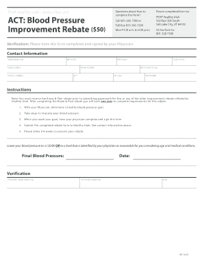 Fillable Online pehp Return completed form to ACT Blood Pressure PEHP ...