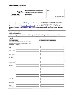 Fillable Online lambeth gov Representation Form - Lambeth Fax Email ...
