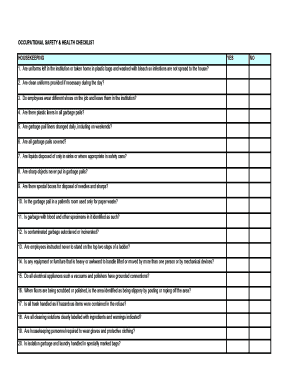 Fillable Online OCCUPATIONAL SAFETY & HEALTH CHECKLIST Fax Email Print ...