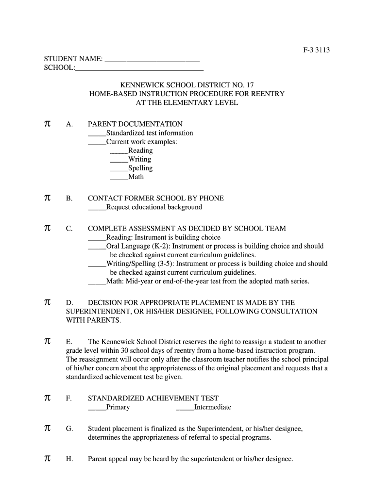Fillable Online ksd Home-Based Instruction Procedure For Reentry At The ...