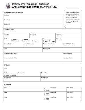 Fillable Online APPLICATION FOR IMMIGRANT VISA (13A) Fax Email Print ...
